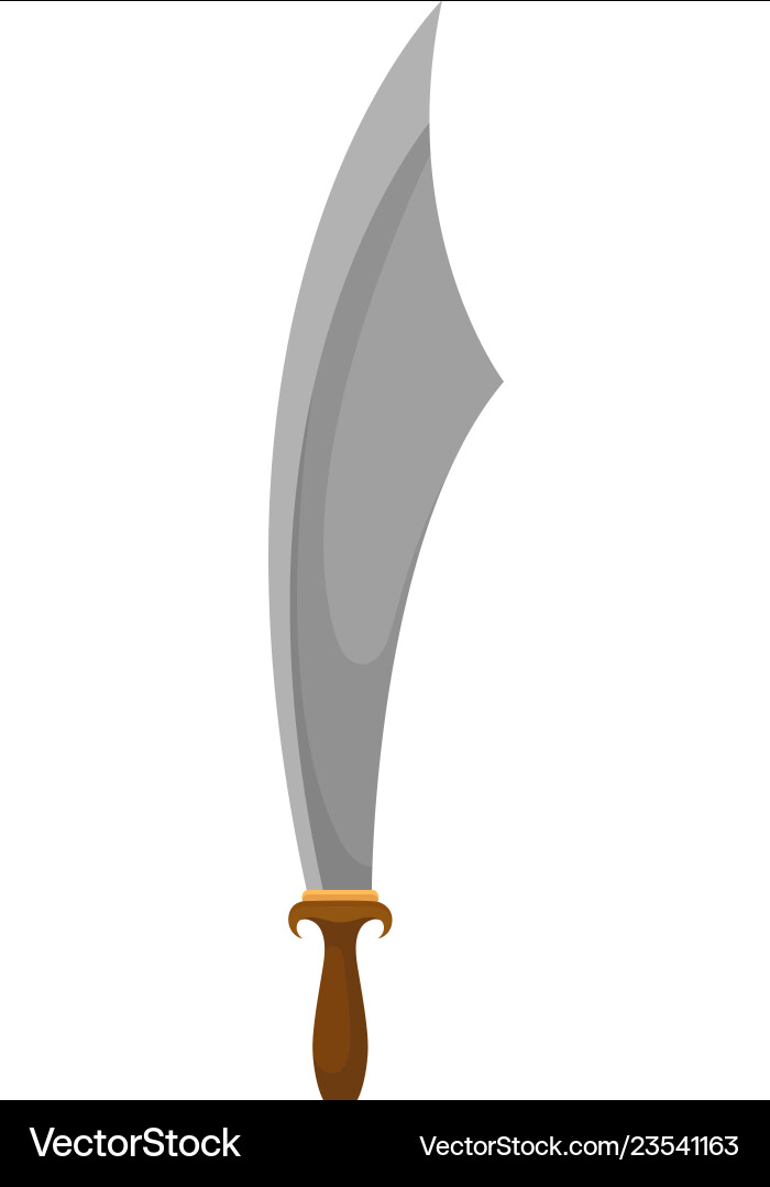 Old saber with large sharp blase and wooden handle