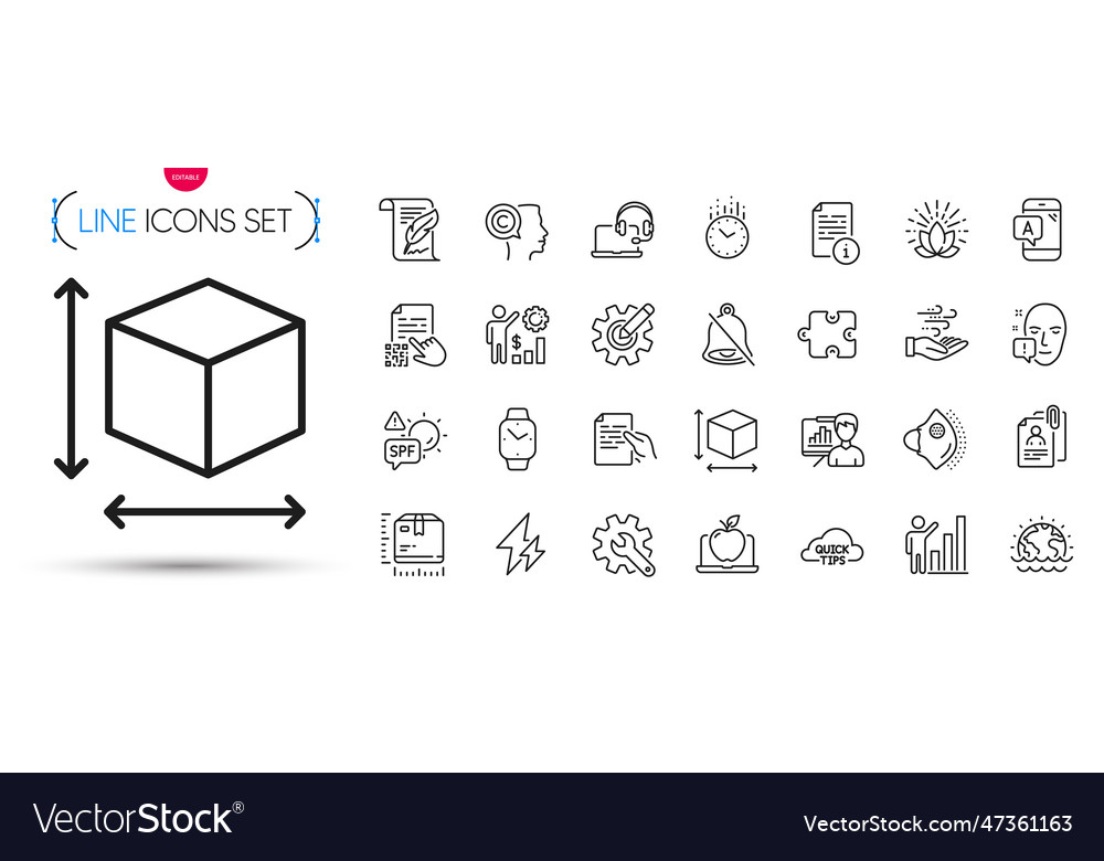 Pack of time qr code and graph chart line icons Vector Image
