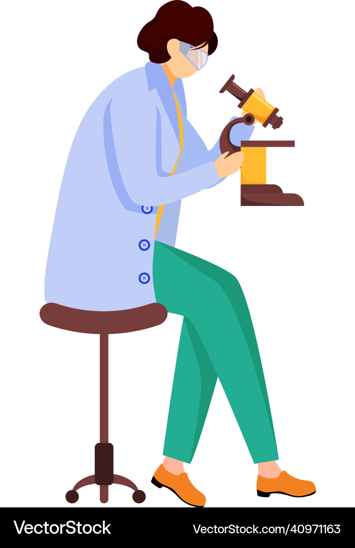 Scientist in blue lab coat with protection Vector Image