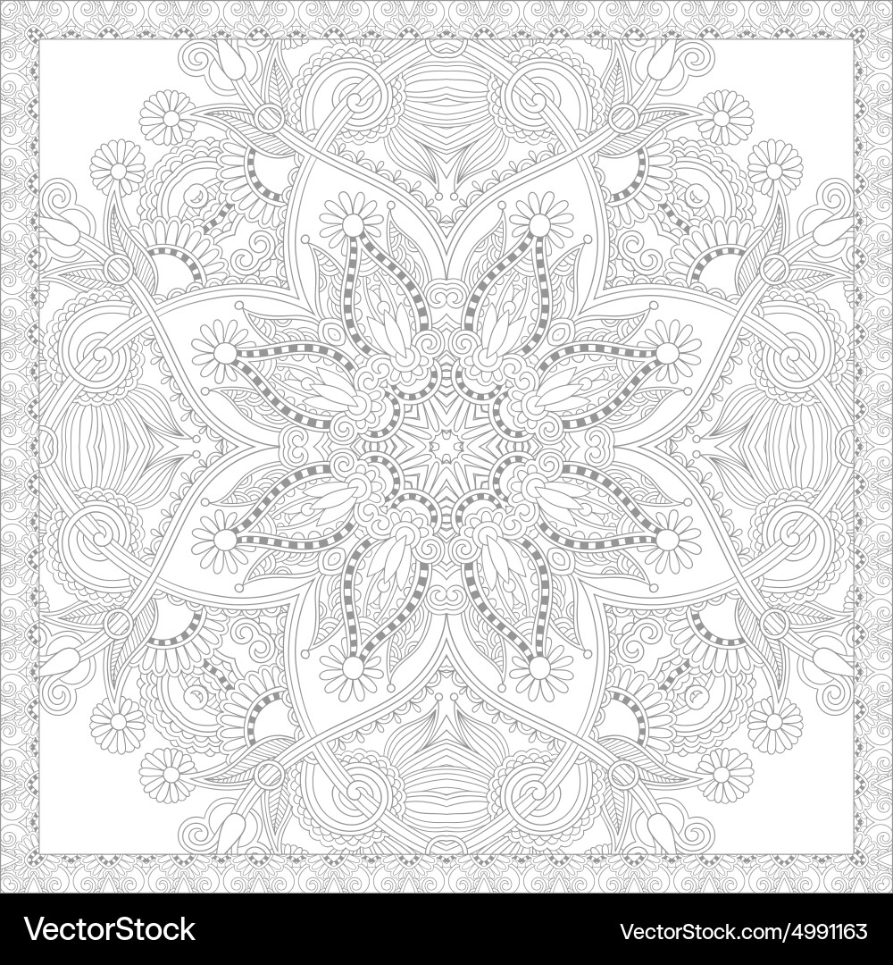 Unique coloring book square page for adults Vector Image