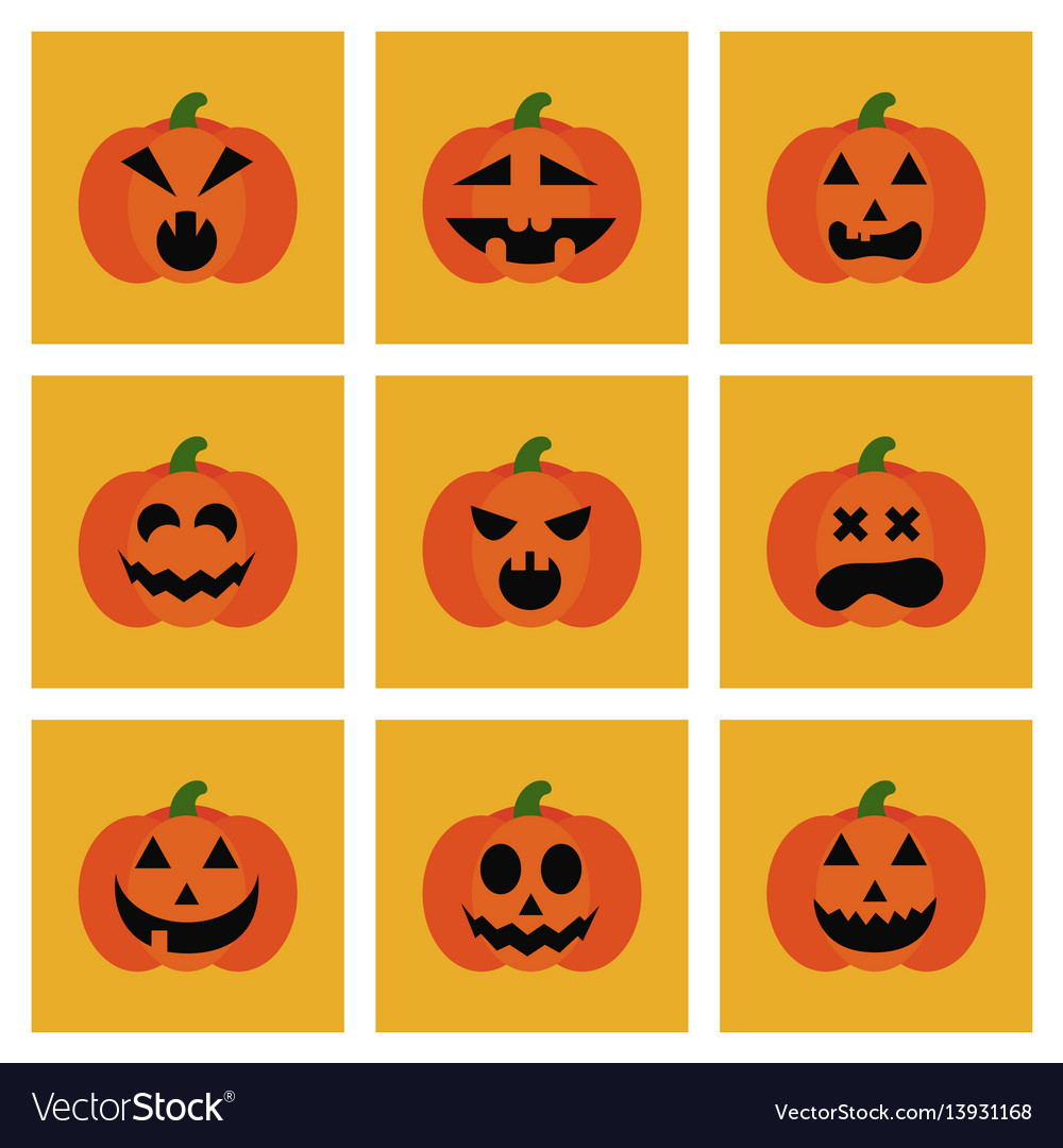 Assembly flat icons halloween emotion pumpkin Vector Image