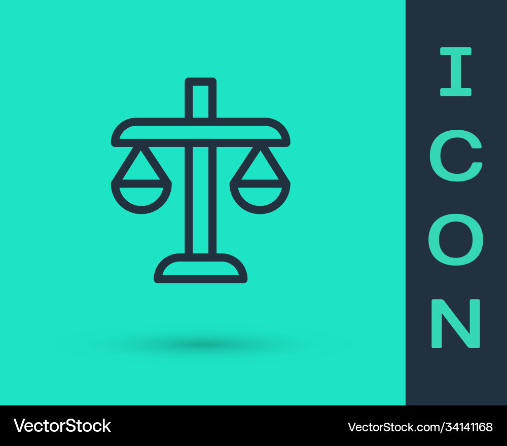 Black line scales justice icon isolated Royalty Free Vector