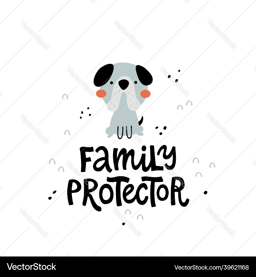 Cute dog and lettering text Royalty Free Vector Image