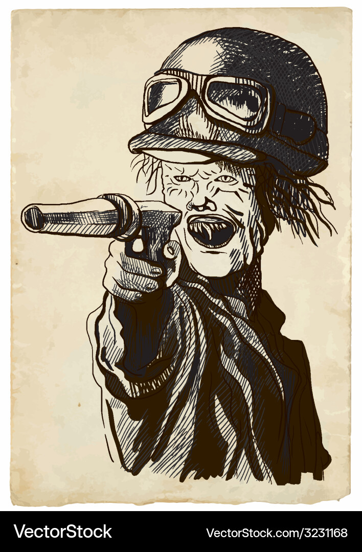 From beyond series Monster with a revolver Vector Image