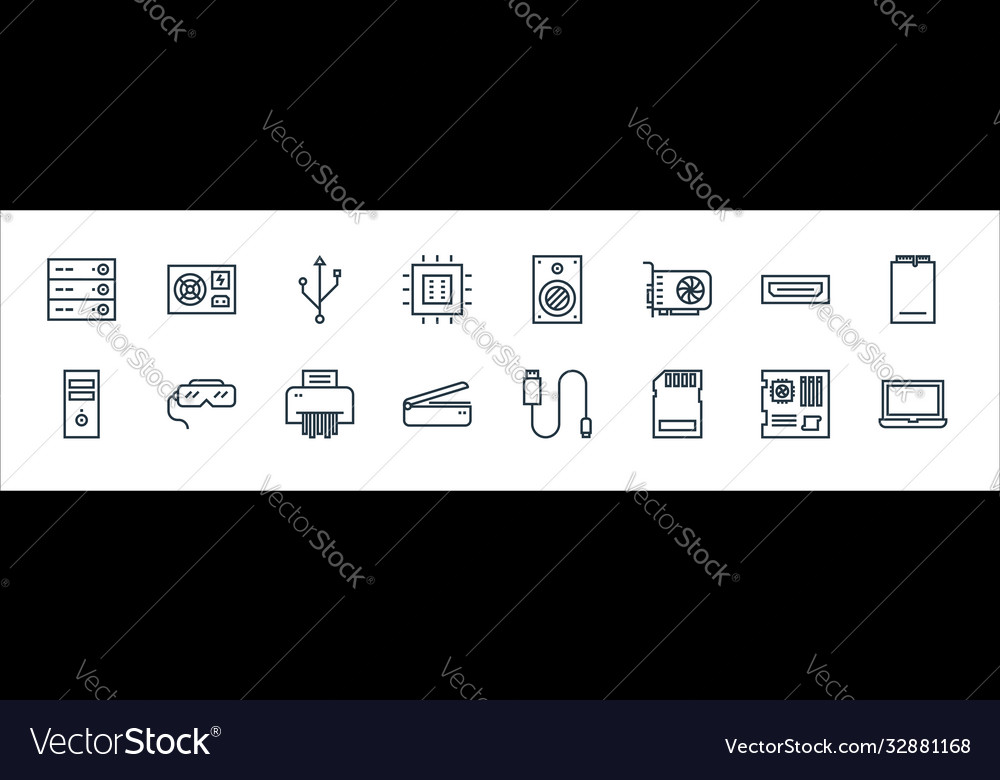 Hardware line icons linear set quality line set Vector Image
