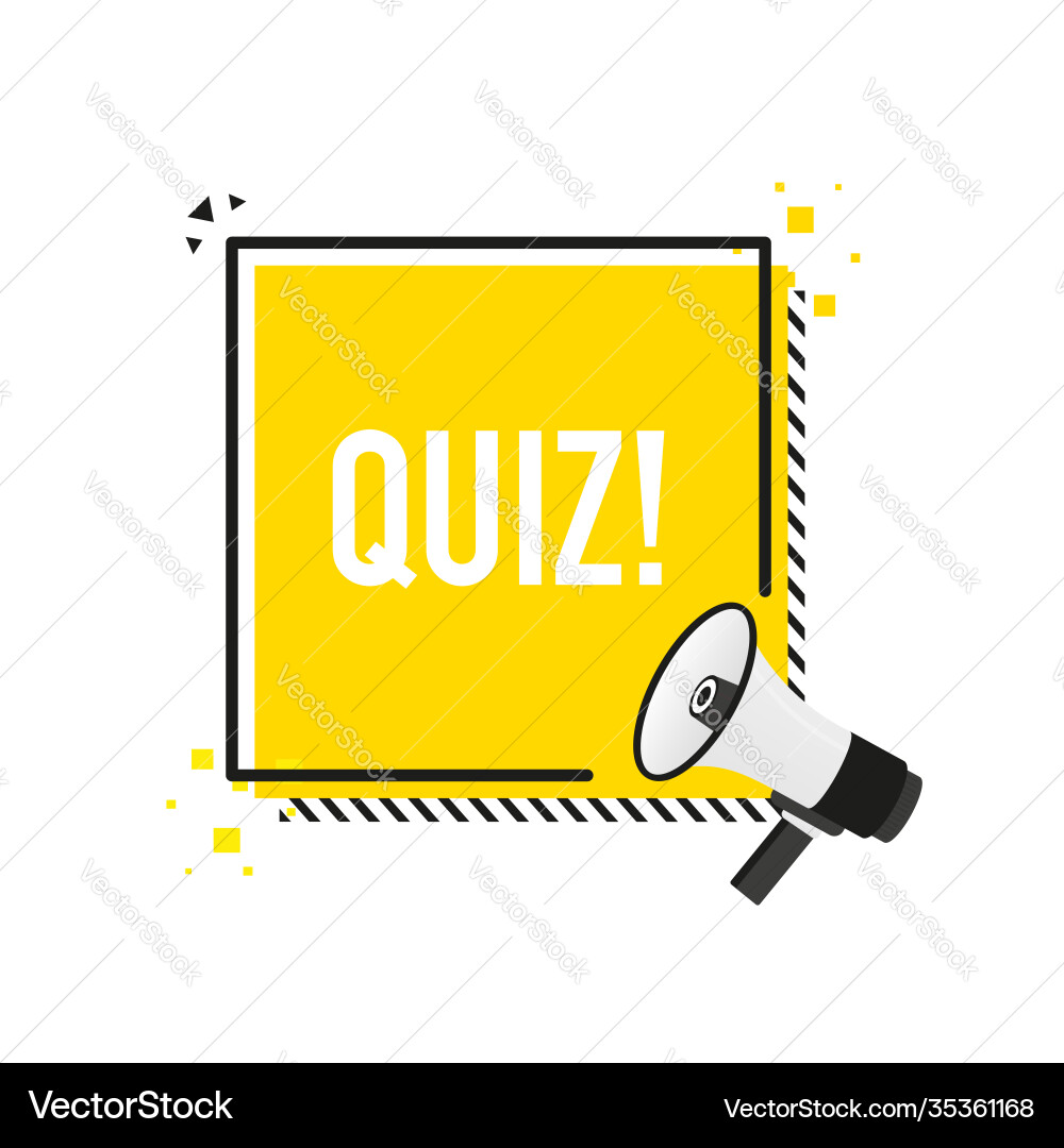 Megaphone with quiz poster in flat style Vector Image