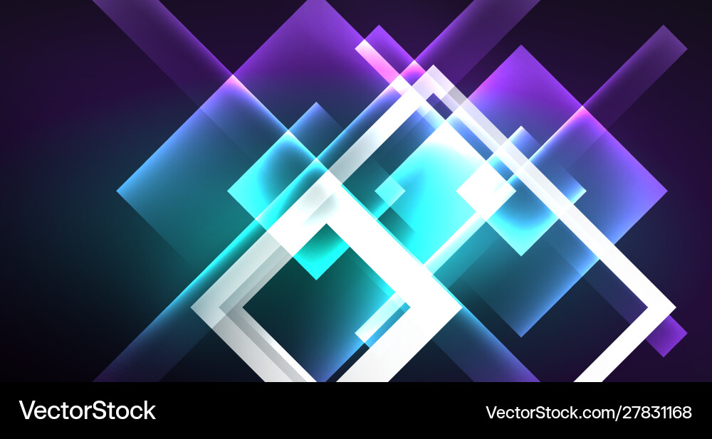 Neon shiny color squares on black modern template Vector Image