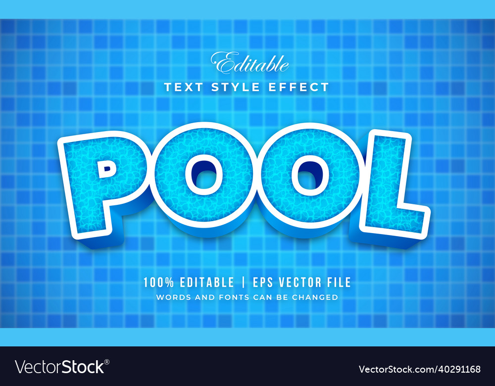 Pool water editable text effect Royalty Free Vector Image Pool water editable text effect Royalty Free Vector Image