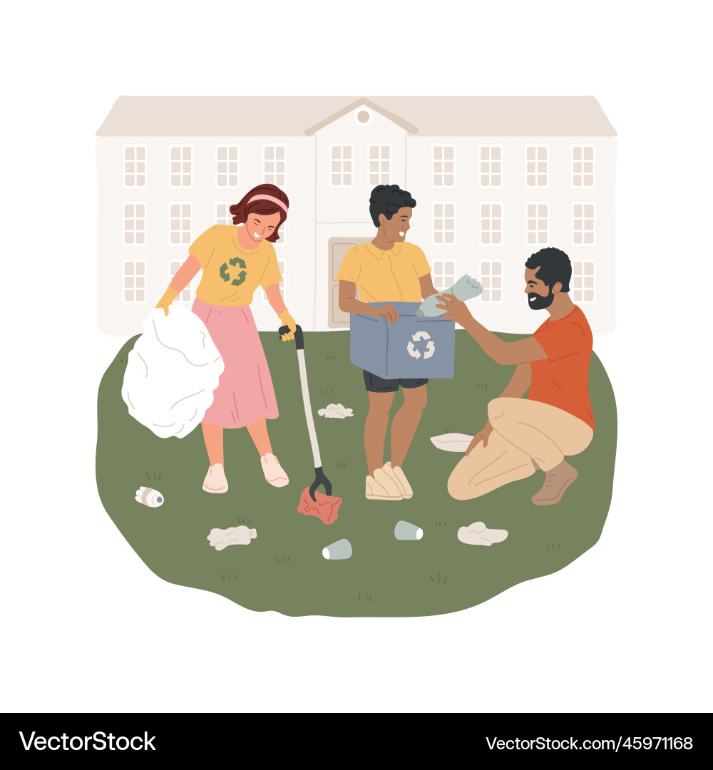 School ground clean up isolated cartoon Royalty Free Vector