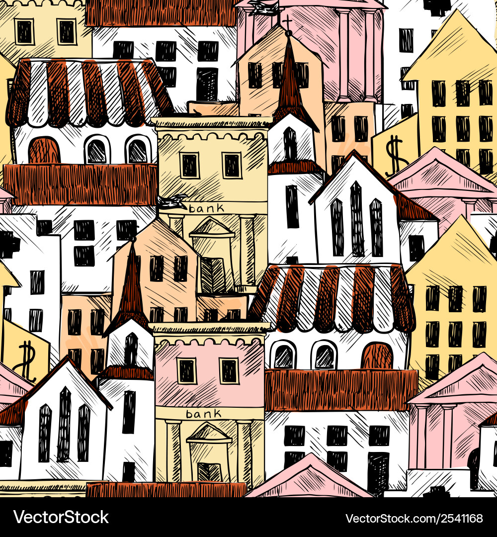 Seamless background with government buildings Vector Image
