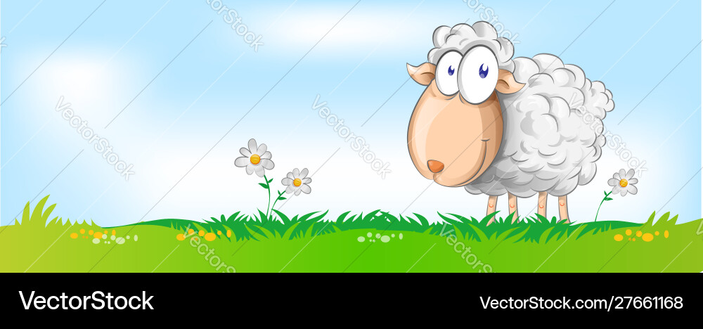 Shepp mascot cartoon banner background Royalty Free Vector
