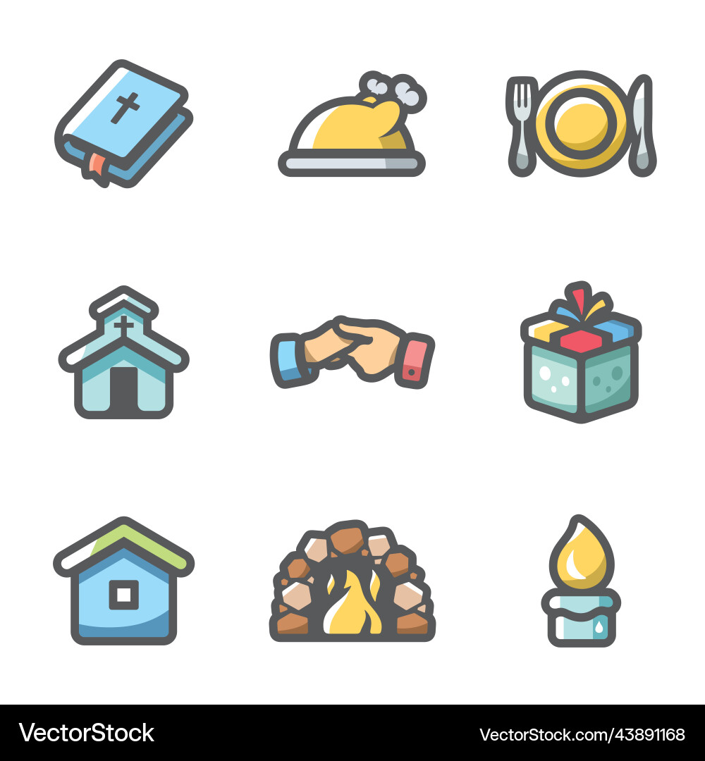 Thanksgiving day icons set Royalty Free Vector Image