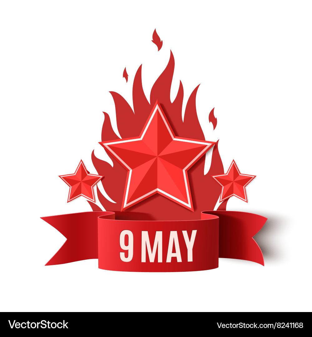 Victory day background with red ribbon Royalty Free Vector