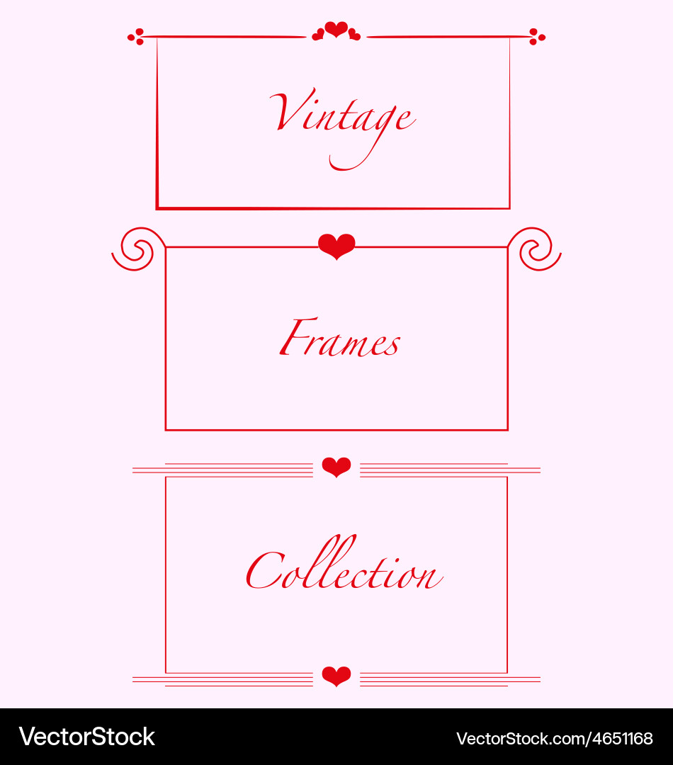 Vintage frames hearts weddind invitations cards Vector Image