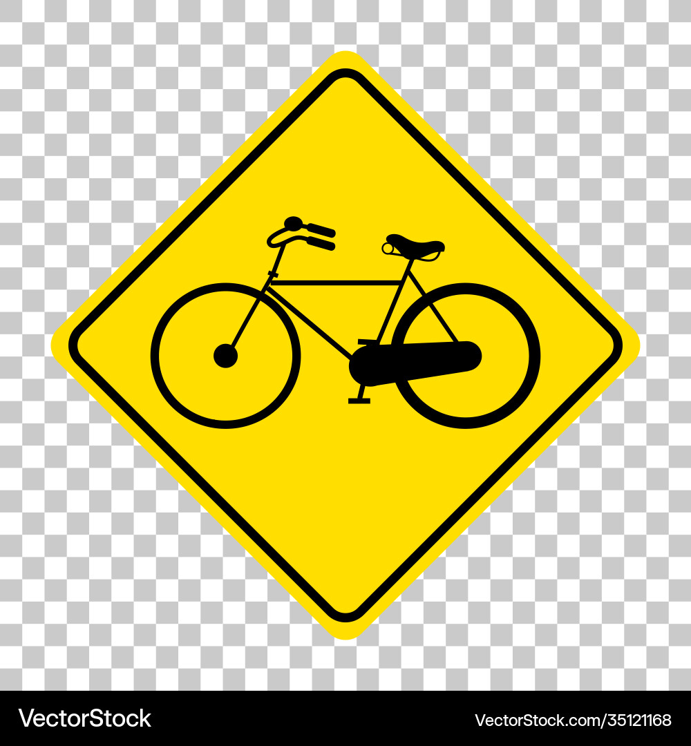 Yellow traffic warning sign on transparent Vector Image