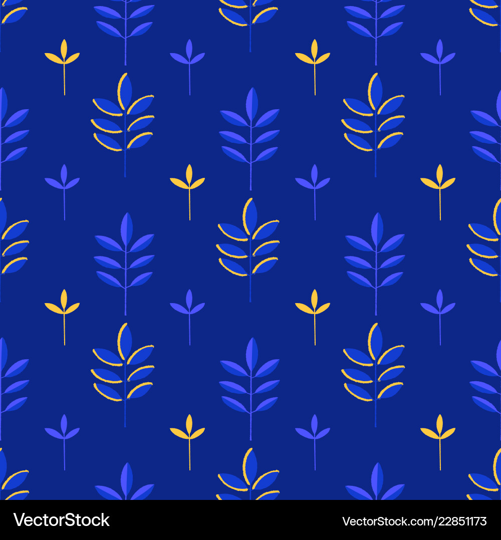 Abstract seamless pattern of minimalistic leaves Vector Image