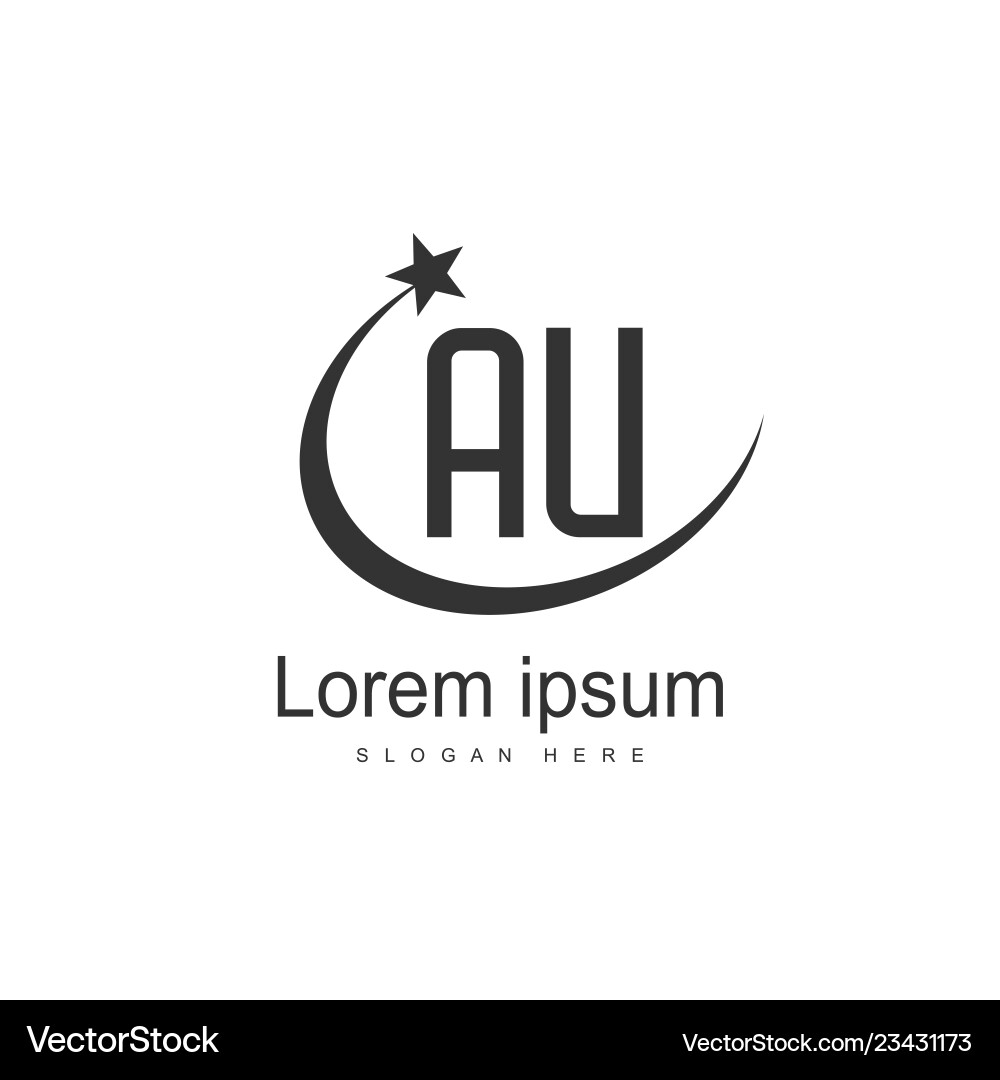 Au letters logo design simple and creative black Vector Image