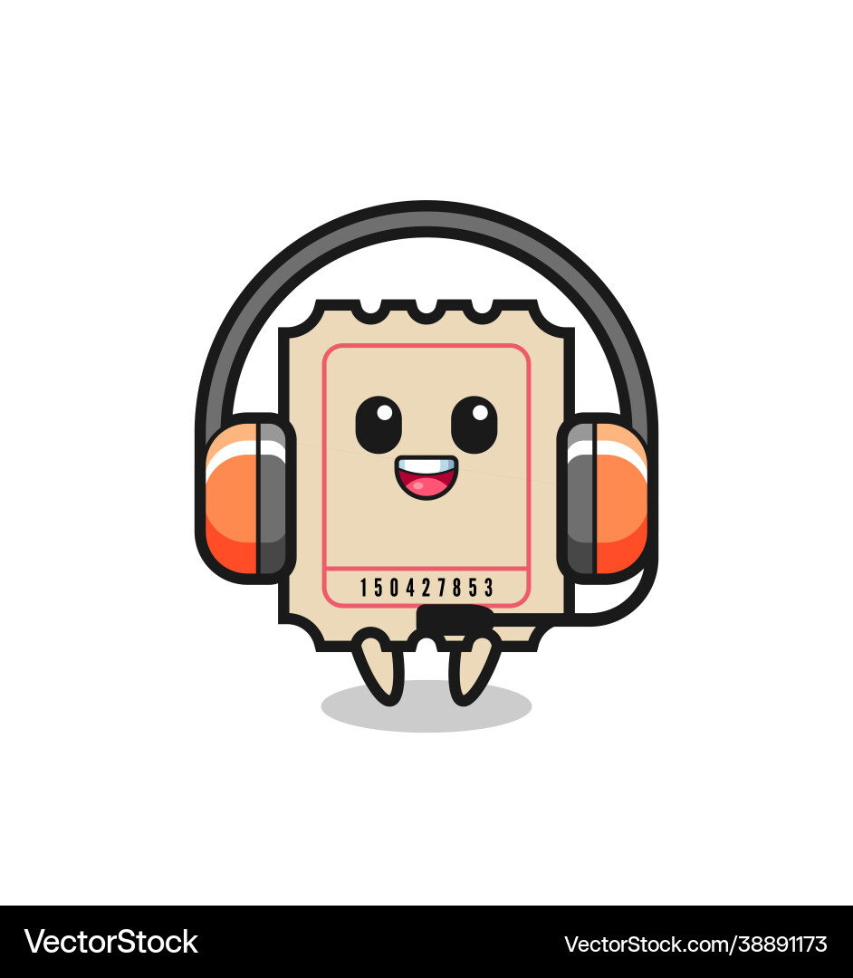 Cartoon mascot ticket as a customer service Vector Image