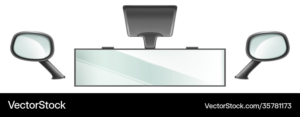 Center and side rear view car mirrors Royalty Free Vector