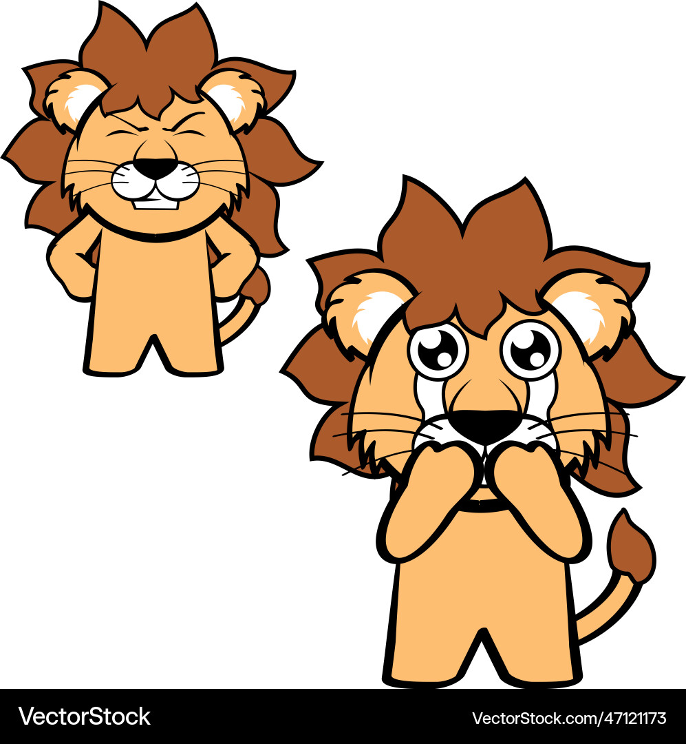 Chibi lion character cartoon standing funny Vector Image