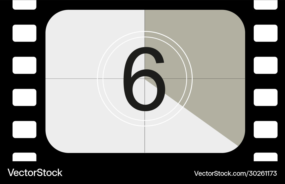 Classic movie countdown frame at number six Vector Image