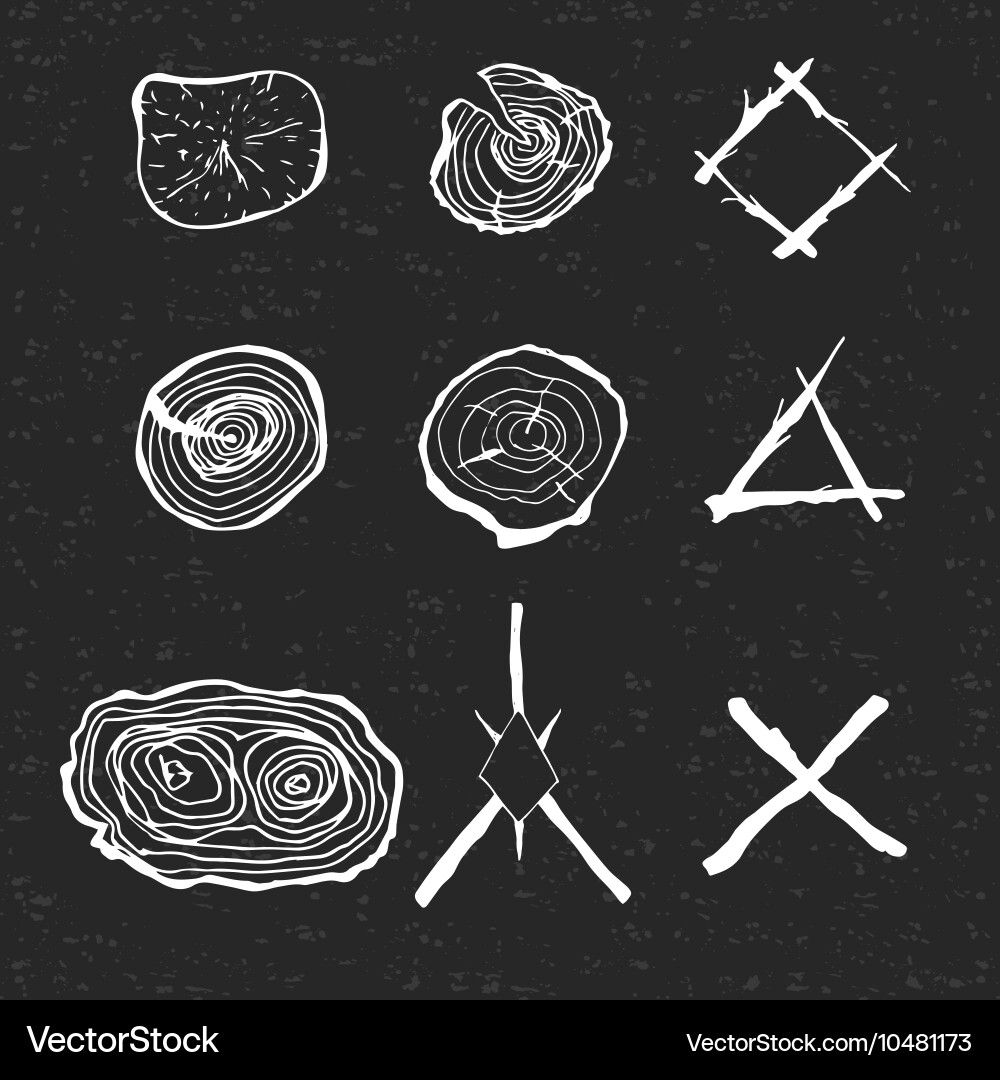 Design elements of wood cuts black Royalty Free Vector Image