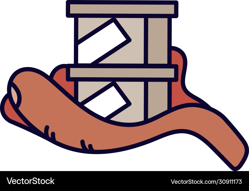 Hand with boxes symbol charity donation Royalty Free Vector