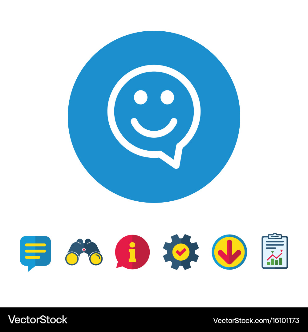 Happy face speech bubble symbol smile icon Vector Image