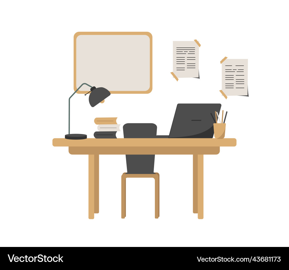 Home or office workplace with table and chair Vector Image
