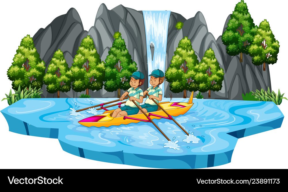 Man canoeing in the lake Royalty Free Vector Image