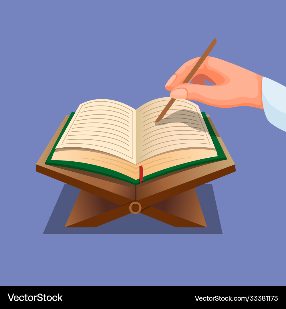 Muslim praying and reading quran Royalty Free Vector Image