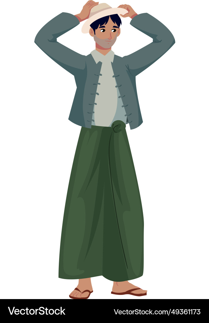 Myanmar man in traditional clothes Royalty Free Vector Image