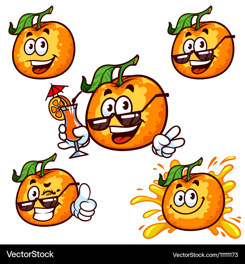 Set cartoon character - happy orange Royalty Free Vector