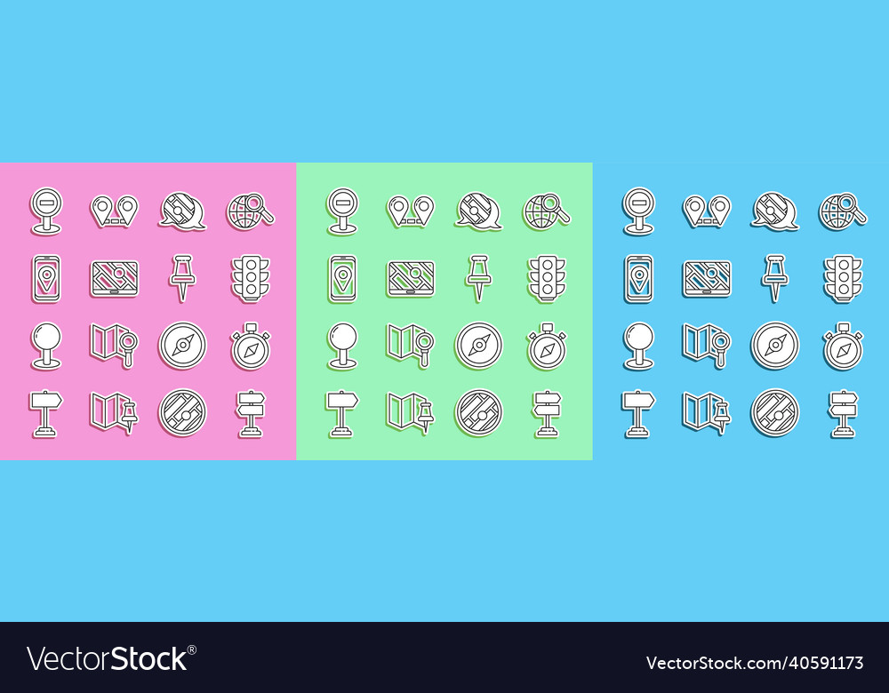 Set line road traffic sign compass traffic light Vector Image Set line road traffic sign compass traffic light Vector Image