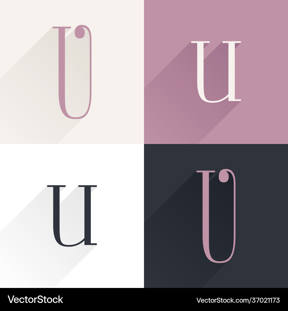 U letter condensed serif font set Royalty Free Vector Image