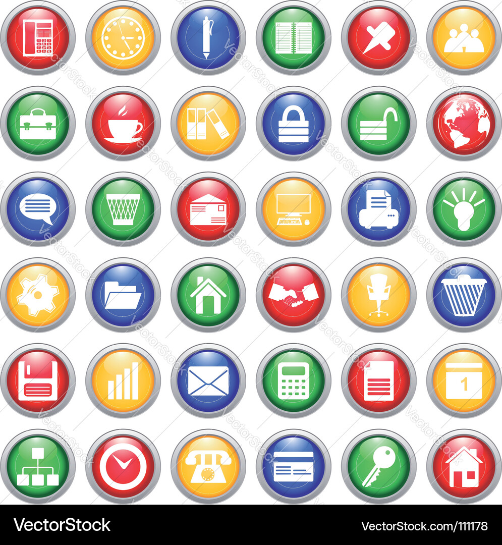 Business and office icons set Royalty Free Vector Image