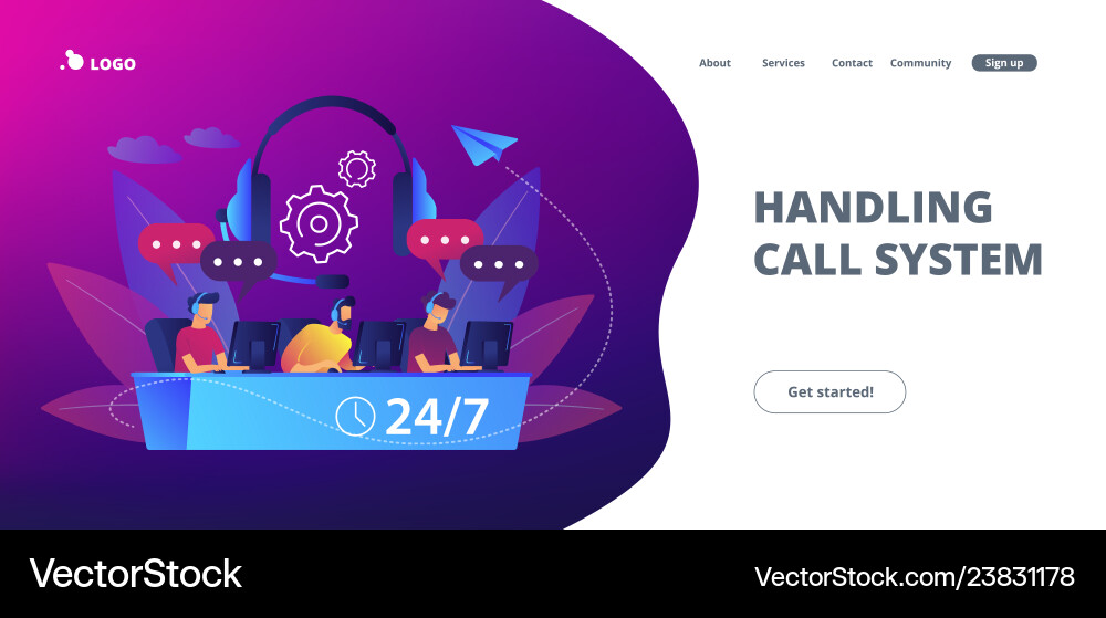 Call center concept landing page Royalty Free Vector Image