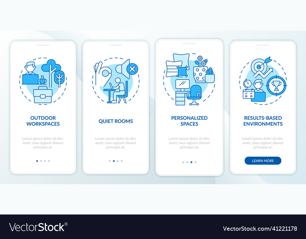 Creating positive work culture blue onboarding Vector Image Creating positive work culture blue onboarding Vector Image