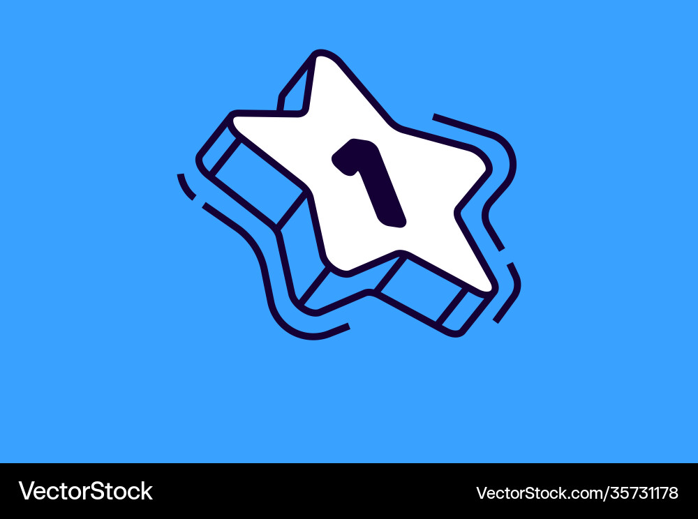Isometric star with number one isolated on blue Vector Image