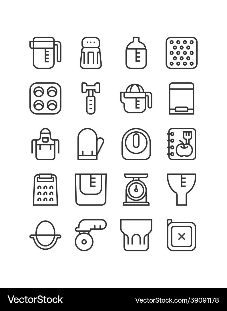Kitchen equipment utensil and cookware icon set Vector Image