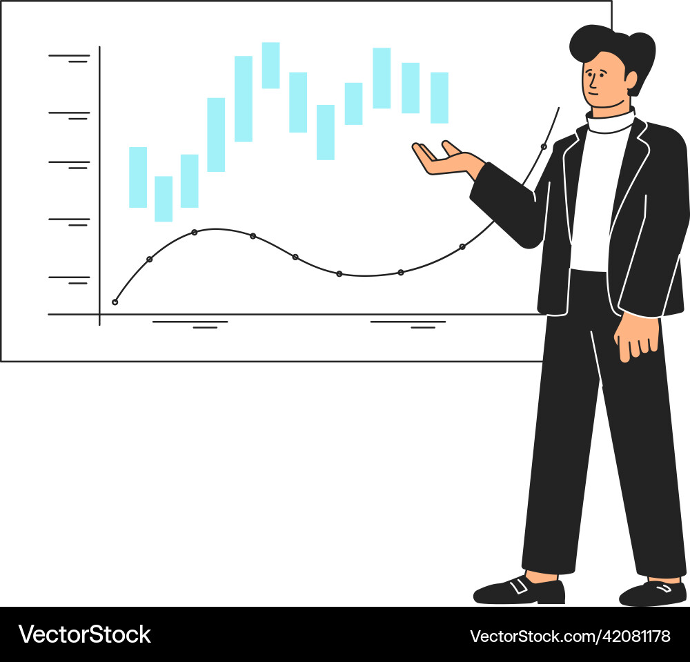 Man showing chart on board business report Vector Image