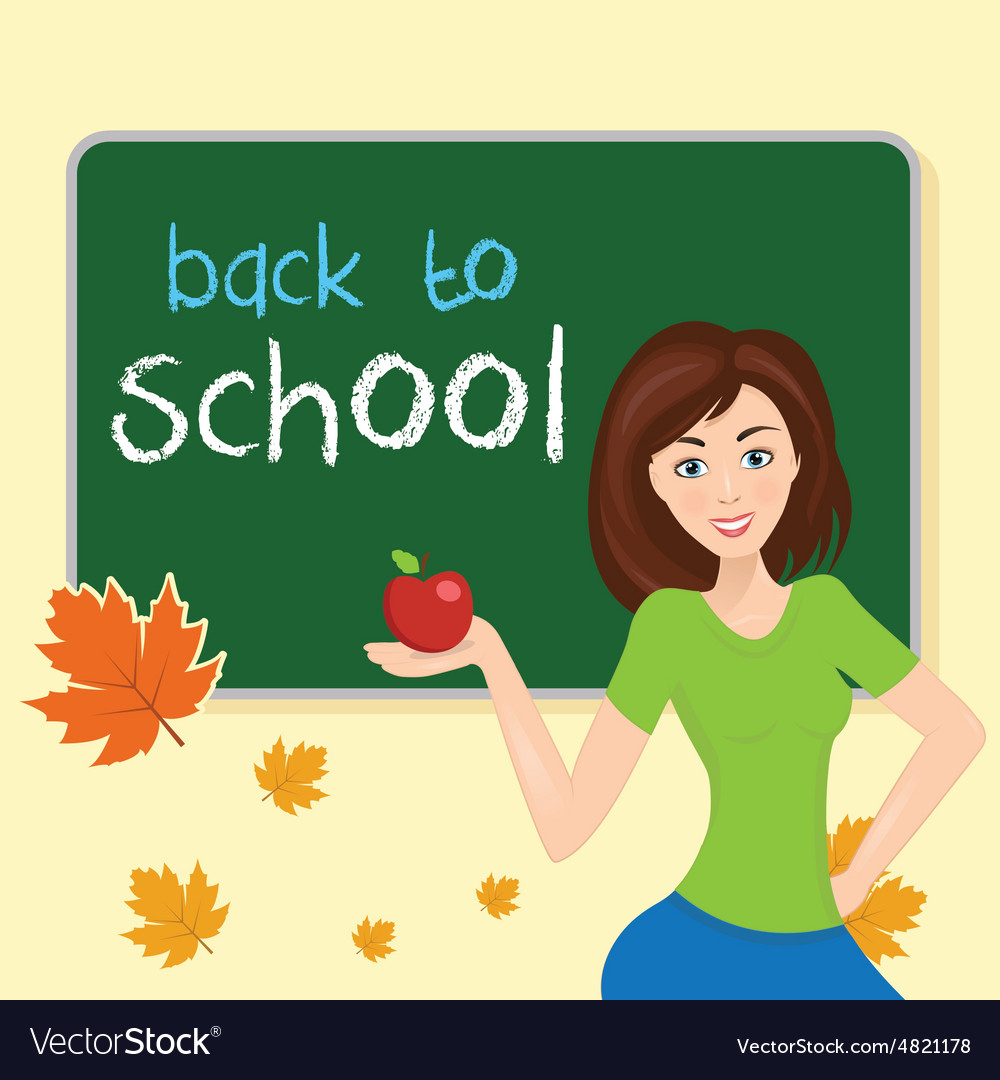 Teacher in school classwith board with text Vector Image