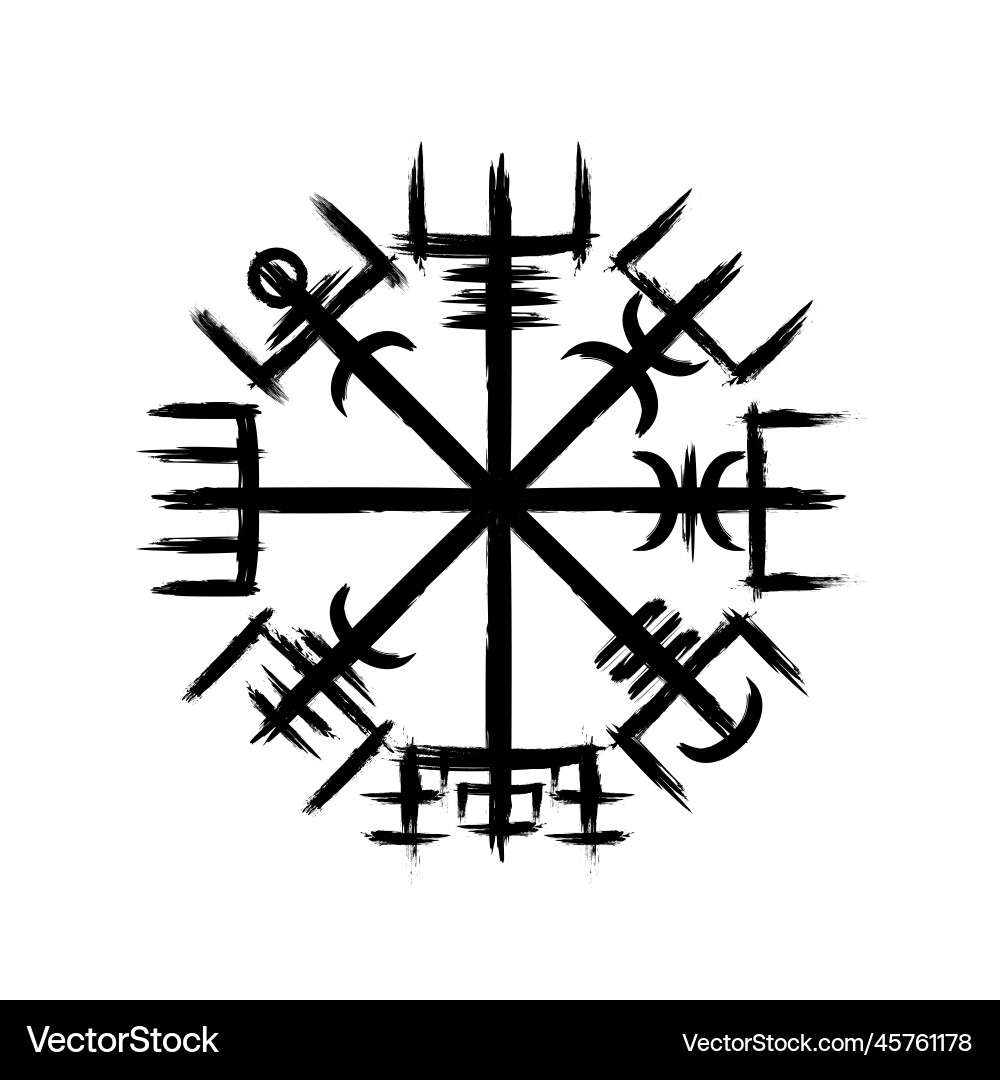 Vegvisir true grunge brushes silhouette Royalty Free Vector