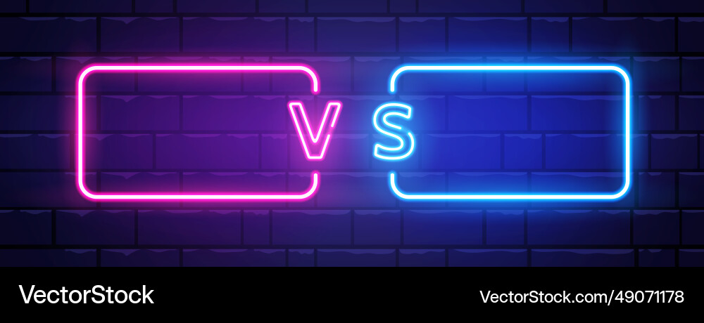 Versus neon screen frame pink and blue banner Vector Image
