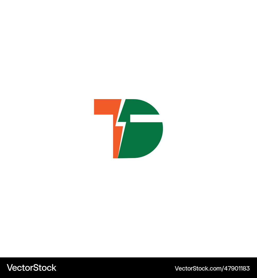 Alphabet letters initials logo dt td d and t Vector Image
