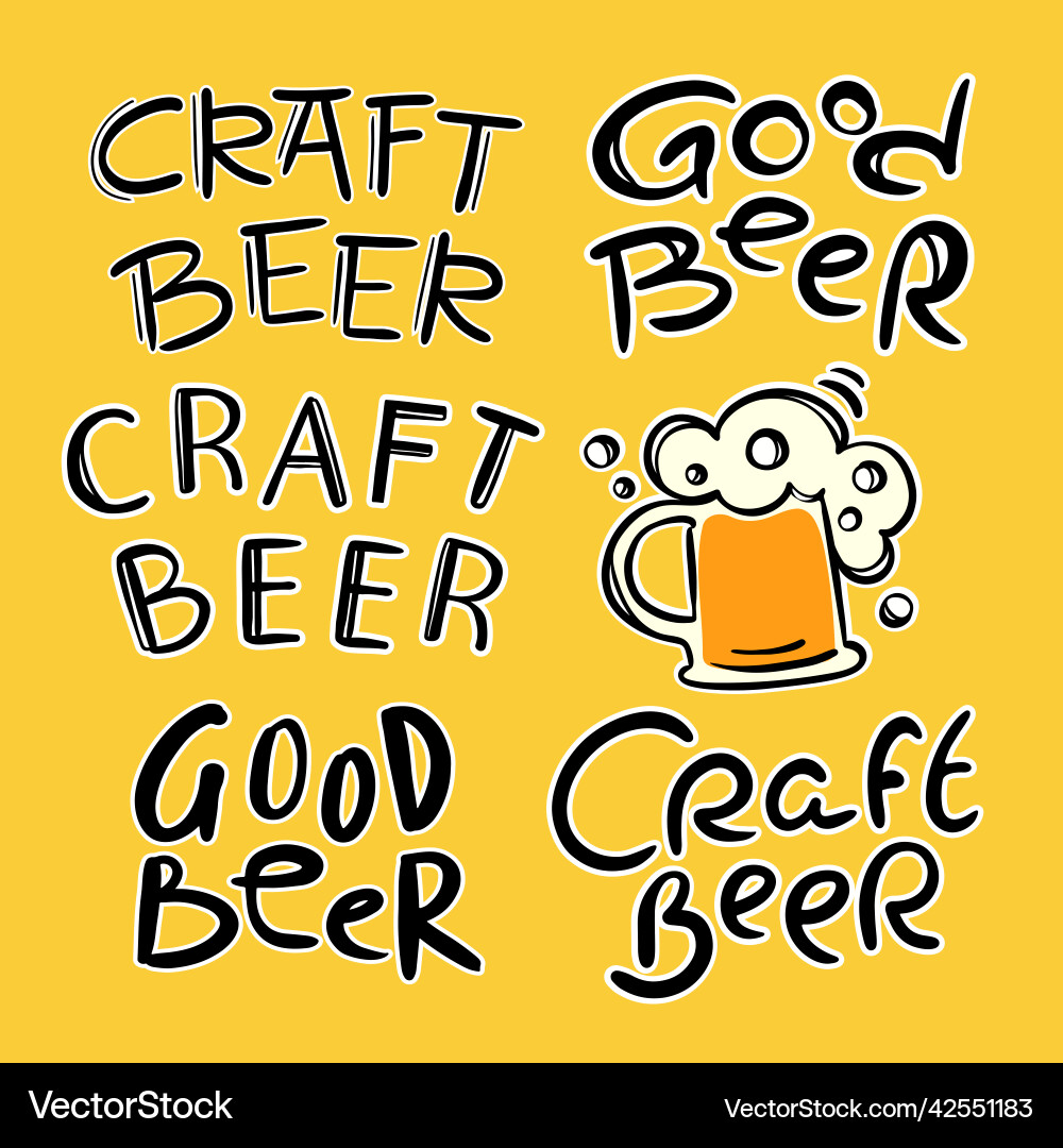 Beer related lettering craft product Royalty Free Vector