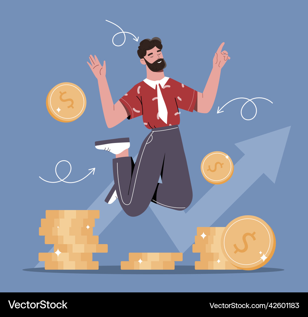 Businessman increased his income Royalty Free Vector Image