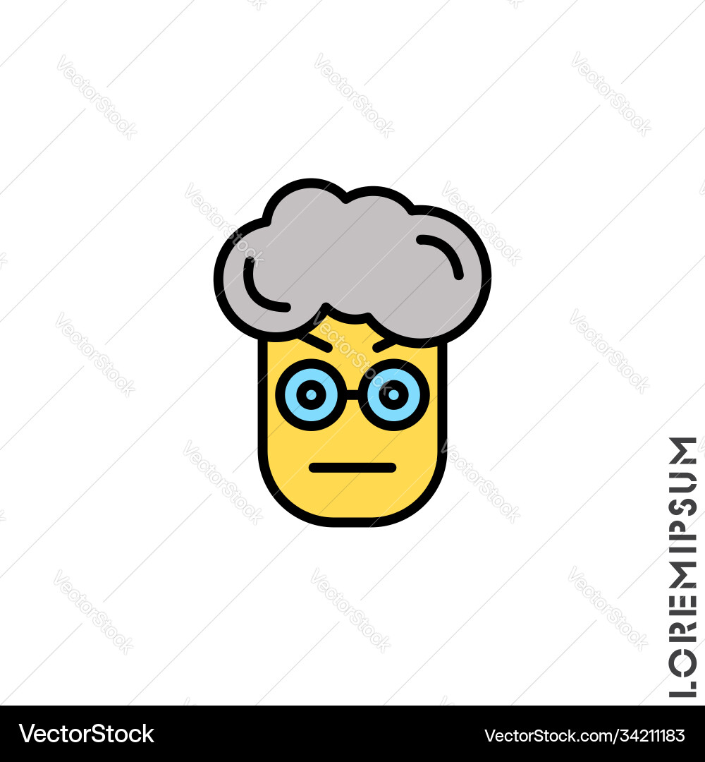 Confused thinking emoticon yellow boy man icon Vector Image