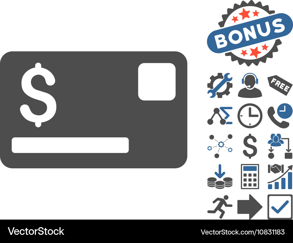 Credit card flat icon with bonus Royalty Free Vector Image
