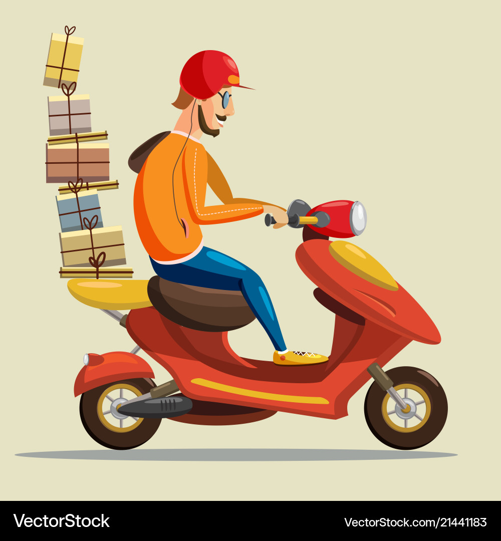 Delivery boy ride scooter motorcycle service Vector Image